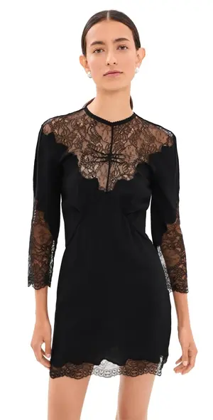 Attico Lace Mini Dress - Black