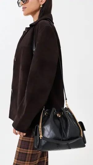 Tory Burch Charlie Quilted Drawstring Shoulder Bag