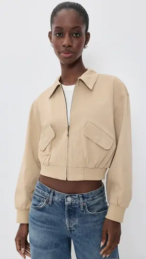 Good American The Twill Cropped Bomber Jacket