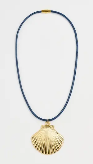 LOGAN TAY Gold Shell Cord Necklace