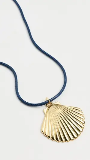 LOGAN TAY Gold Shell Cord Necklace