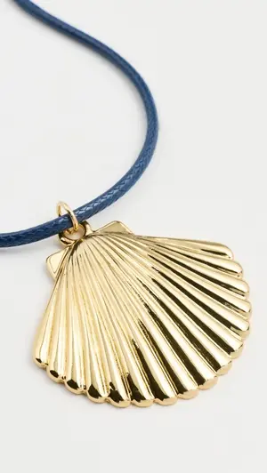 LOGAN TAY Gold Shell Cord Necklace