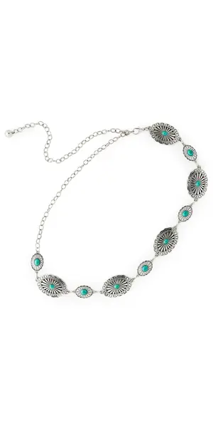 Shashi Dallas Chain Belt - Silver/turquoise