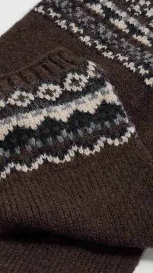 Hat Attack Fair Isle Knit Scarf - Chocolate Combo
