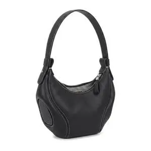 MODENAIRE Curved Shoulder Bag With Sculpted Silhouette And Zip Closure - Black