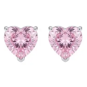 LATELITA Amore Heart Morganite Stud Earrings - Pink/silver