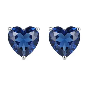 LATELITA Amore Heart Sapphire Stud Earrings - Blue/silver