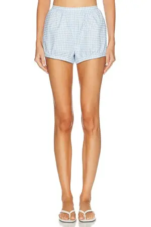 Posse Lila Short In Blue - Blue Gingham