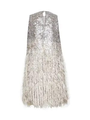 Brunello Cucinelli Dazzling Dégradé Mini Dress In Cotton And Silk Fil Coup - Nude