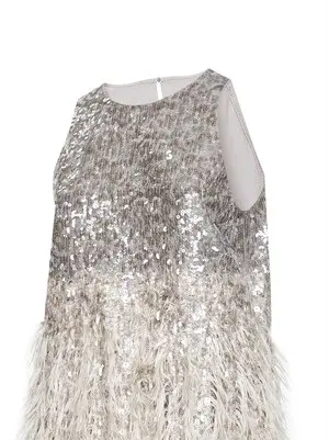 Brunello Cucinelli Dazzling Dégradé Mini Dress In Cotton And Silk Fil Coup - Nude