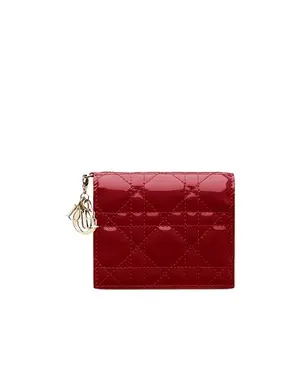 Dior Mini Lady Gardenia Wallet - Red