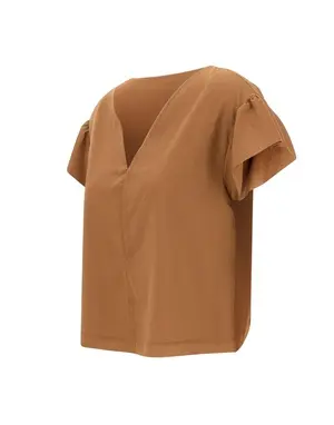 KAOS V-neck Ruffled-sleeve Top