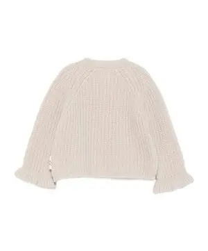 DOUUOD Ruffle-cuff Chunky-knit Cardigan