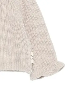 DOUUOD Ruffle-cuff Chunky-knit Cardigan