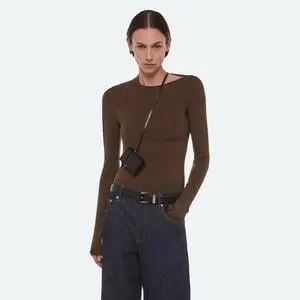 Helmut Lang Asymmetric Long-sleeve Top - Bark
