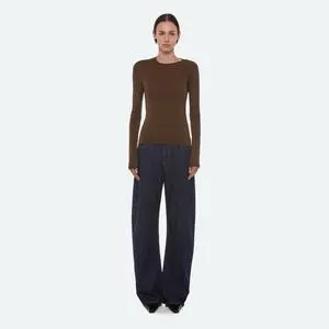 Helmut Lang Asymmetric Long-sleeve Top - Bark