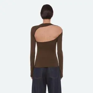 Helmut Lang Asymmetric Long-sleeve Top - Bark