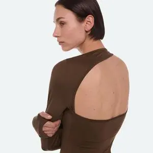Helmut Lang Asymmetric Long-sleeve Top - Bark