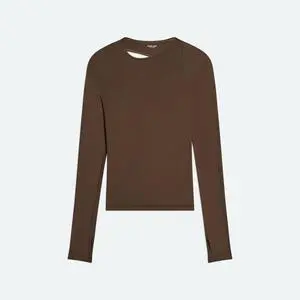 Helmut Lang Asymmetric Long-sleeve Top - Bark