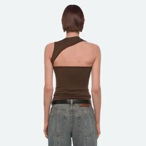 Helmut Lang Asymmetric Cutout Tank - Bark