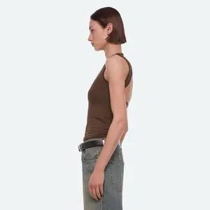 Helmut Lang Asymmetric Cutout Tank - Bark