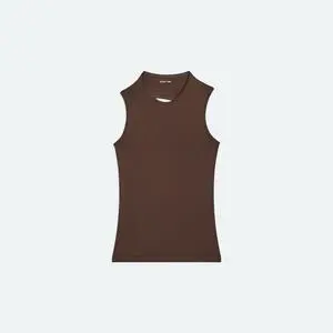 Helmut Lang Asymmetric Cutout Tank - Bark