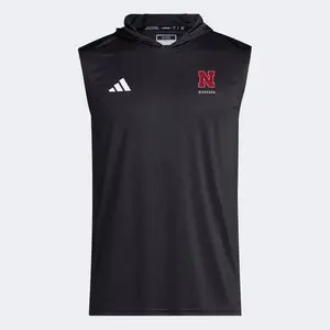 Adidas Nebraska Huskers D4t Sleeveless Hoodie - Black