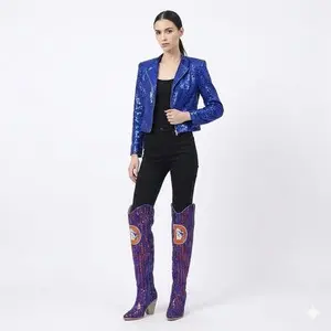 CUCE Denver Broncos Over-the-knee Two-tone Sequin Boots