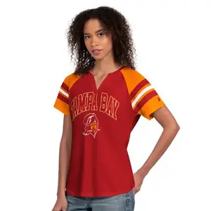 STARTER Tampa Bay Buccaneers Game On Notch Neck Raglan T-shirt - Red