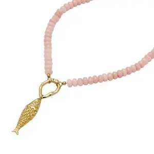 KATIE DEAN JEWELRY Opal Fish Pendant Necklace - Blush/pink