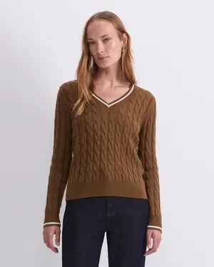 SPORTSCRAFT Merino Cable V-neck Sweater