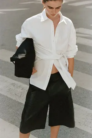 H&M Cotton Tie-detail Shirt