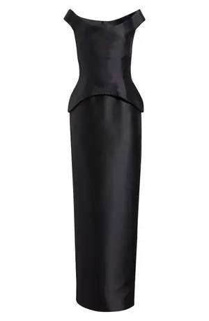 Solace London Pieta Cap Sleeve Peplum Gown
