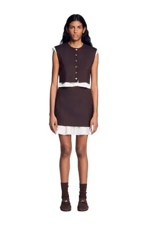 Sandro Short 2-in-1 Wool Skirt - Light Brown