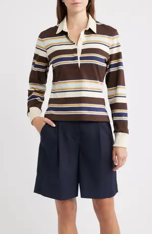 ROWING BLAZERS Beaumont Striped Long Sleeve Rugby Shirt - Multi-color