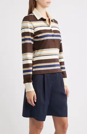 ROWING BLAZERS Beaumont Striped Long Sleeve Rugby Shirt