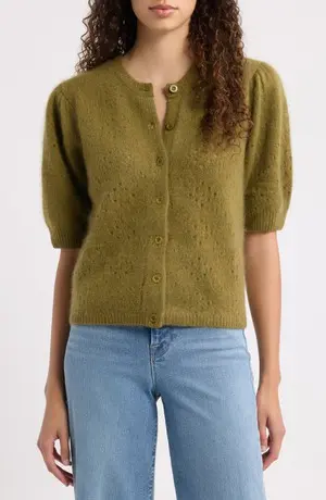 FRAME The Wool & Cashmere Airy Cardigan - Deep Olive