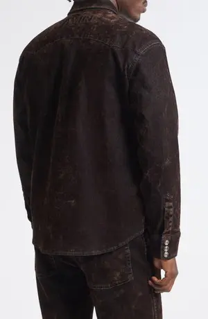 Amiri Flocked Denim Shirt Jacket - Husk