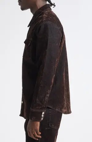 Amiri Flocked Denim Shirt Jacket - Husk