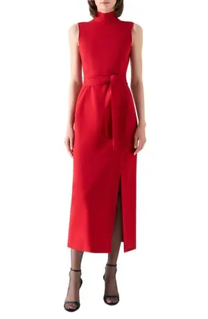 Akris Signature Jersey Mock Neck Midi Dress