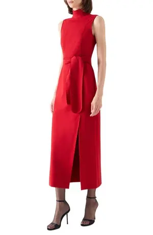 Akris Signature Jersey Mock Neck Midi Dress