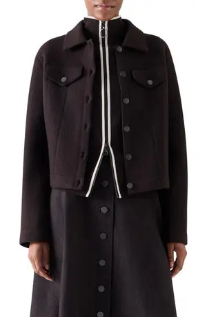 Akris Boiled Virgin Wool Trucker Jacket