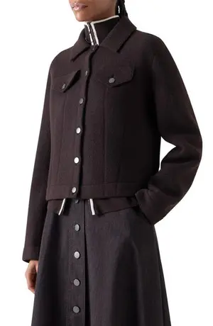 Akris Boiled Virgin Wool Trucker Jacket