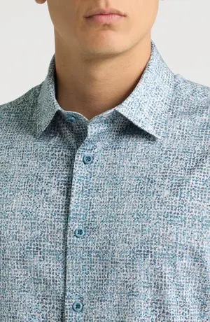 Bugatchi Miles Ooohcotton Tech Performance Floral Short Sleeve Shirt