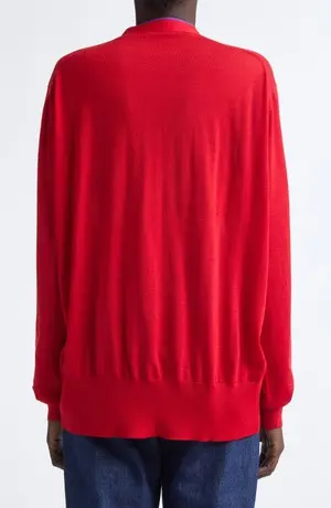 Versace Embroidered Wool-blend Cardigan - Red