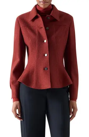 Akris Flared Boiled Wool Jacket
