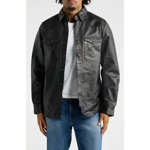 SCHOTT Western Leather Shirt Jacket - Black