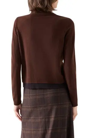 Akris Wool & Cashmere Trompe L'oeil Cardigan