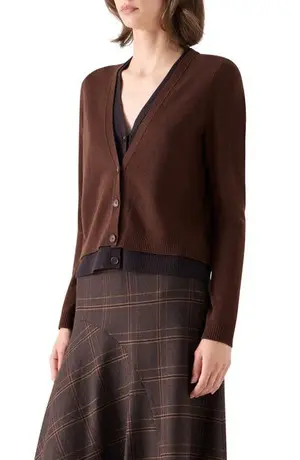 Akris Wool & Cashmere Trompe L'oeil Cardigan