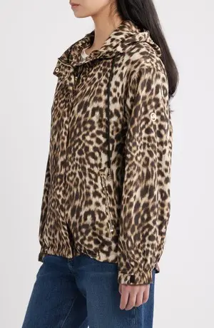 Michael Kors Water Resistant Hooded Jacket - Cheetah